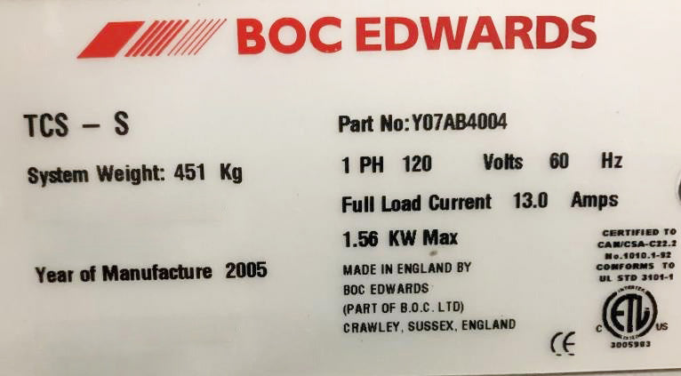 BOC Edwards PN: Y 07 AB 4004 / Y 11020000 – Bridge Tronic Global