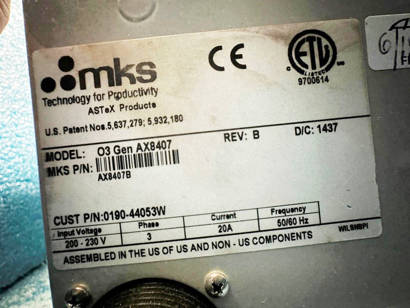 MKS AX 8407 Ozone Generator – Bridge Tronic Global