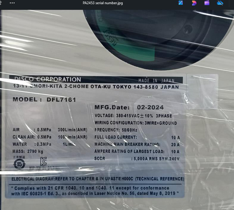 Disco DFL 7161 Automatic Laser Saw – Bridge Tronic Global