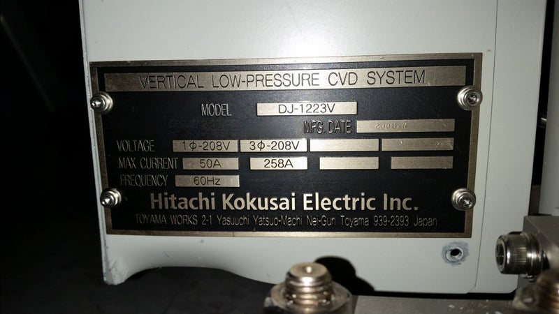 Hitachi Kokusai DJ 1223 V Vertical Low Pressure CVD – Bridge Tronic Global