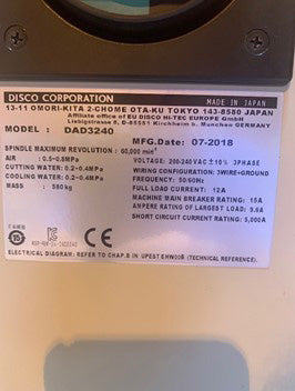 Disco DAD 3240 Automatic Dicing Saw – Bridge Tronic Global