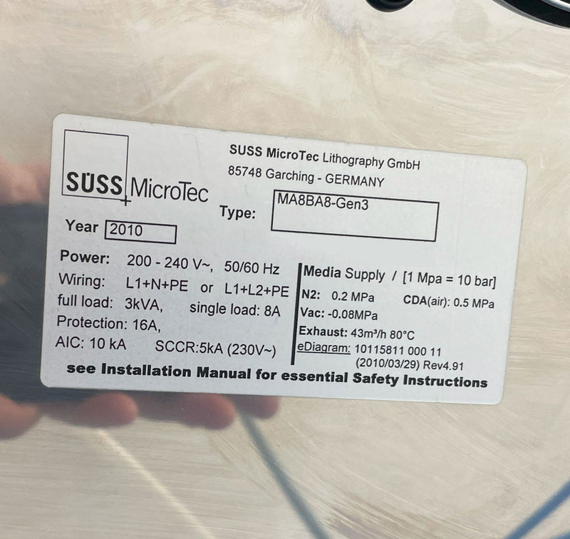 SUSS MA 8 / BA 8 Gen 3 Mask Aligner – Bridge Tronic Global