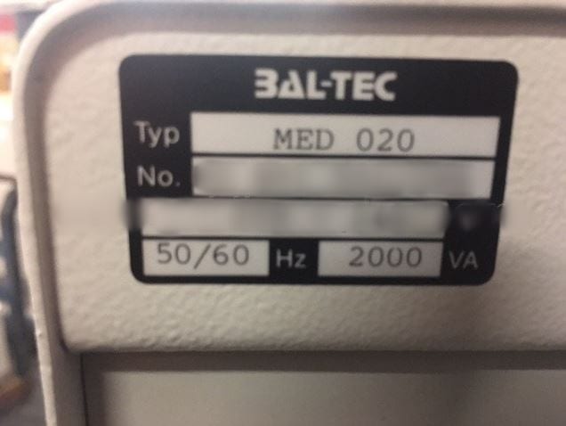 Bal-Tec MED 020 Coater – Bridge Tronic Global