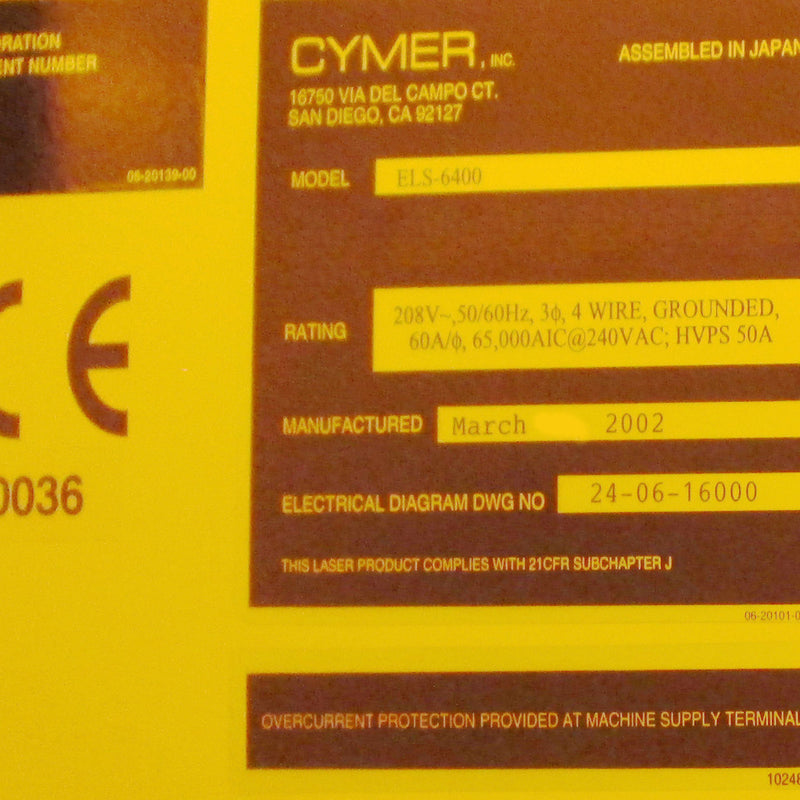 Cymer ELS 6400 DUV Excimer Laser – Bridge Tronic Global