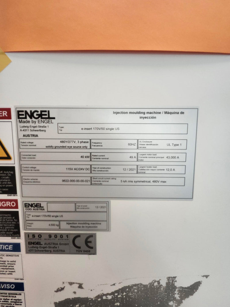 Engel e-insert 170 V / 50 Single US Injection Molding Machine – Bridge ...