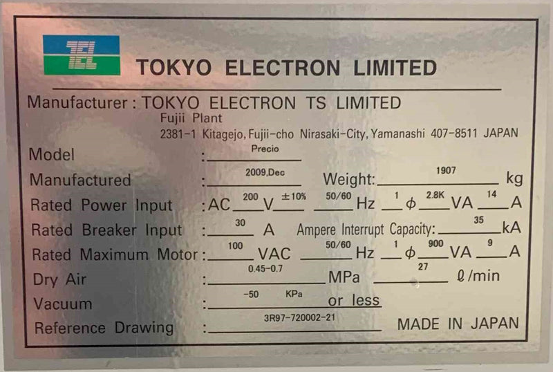 Tel Precio Automatic Wafer Prober – Bridge Tronic Global