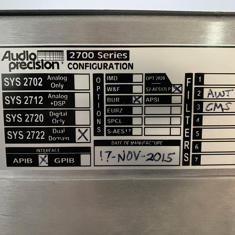 Audio Precision SYS 2722 System Two 192 k Audio Analyzer – Bridge Tronic Global