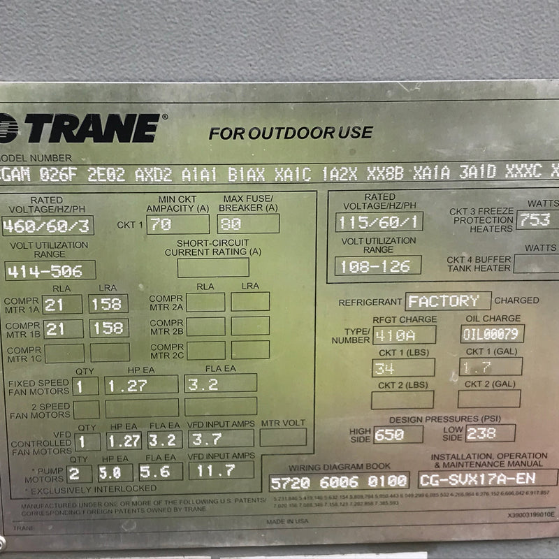 Trane CGAM 026 F 2 E 02 Chiller – Bridge Tronic Global