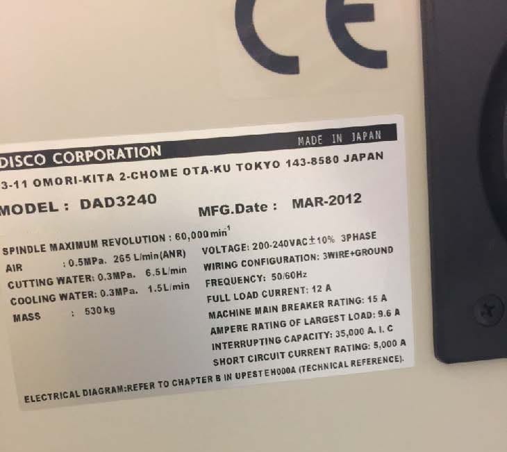 Disco DAD 3240 Dicing Saw – Bridge Tronic Global